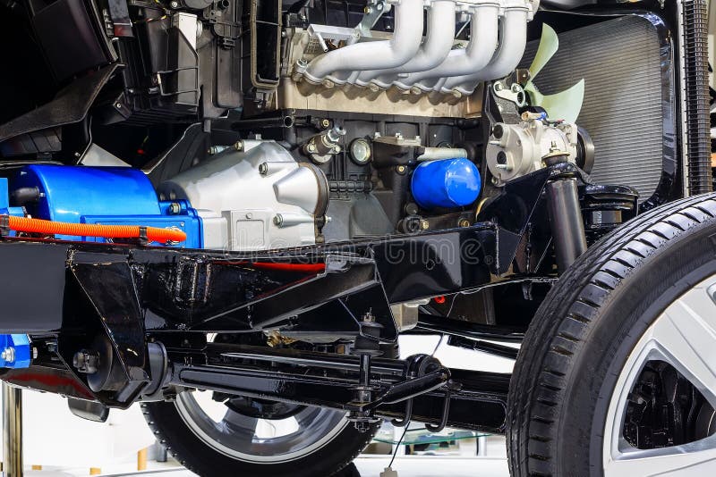 Wheels of Vehicle with the Internal Combustion Engine Cutaway Closeup ...