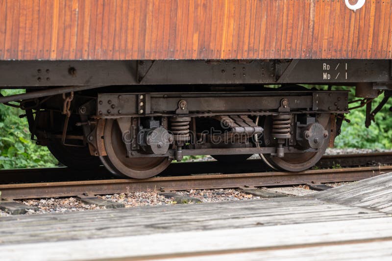 Wheels of a Vintage Passenger Train Car.. Stock Image - Image of black ...