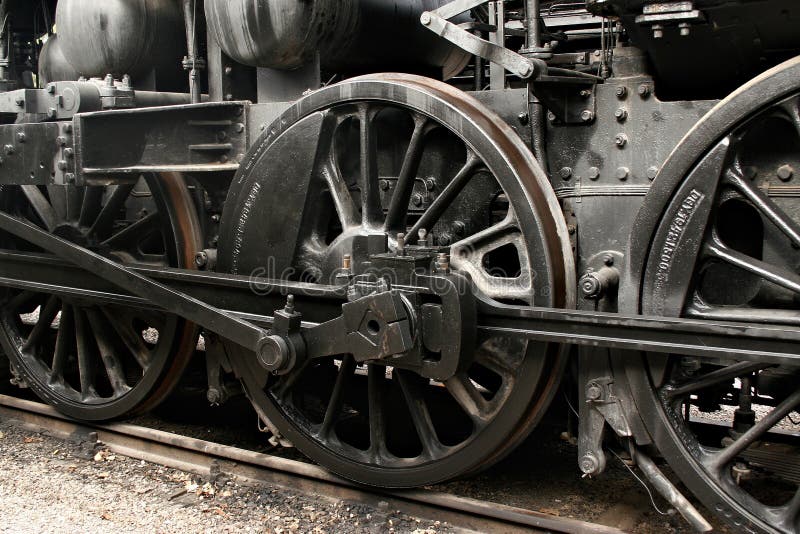 Wheels of Vintage Steam Engine on Railway Stock Image - Image of metal ...
