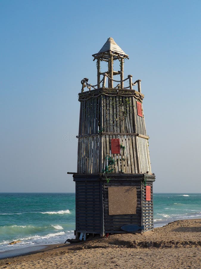 Vintage Wooden Watchtower by the Black Sea Shore Stock Image - Image of ...