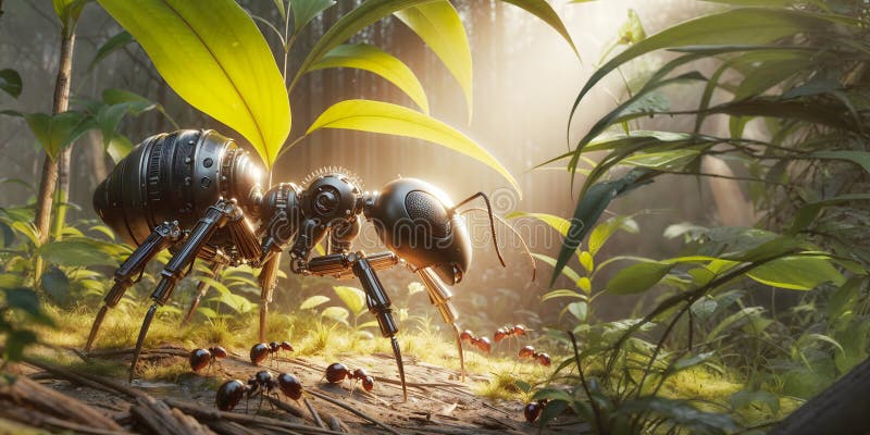 Where Ant Robots and Organic Ants Coexist in Harmony. Stock ...