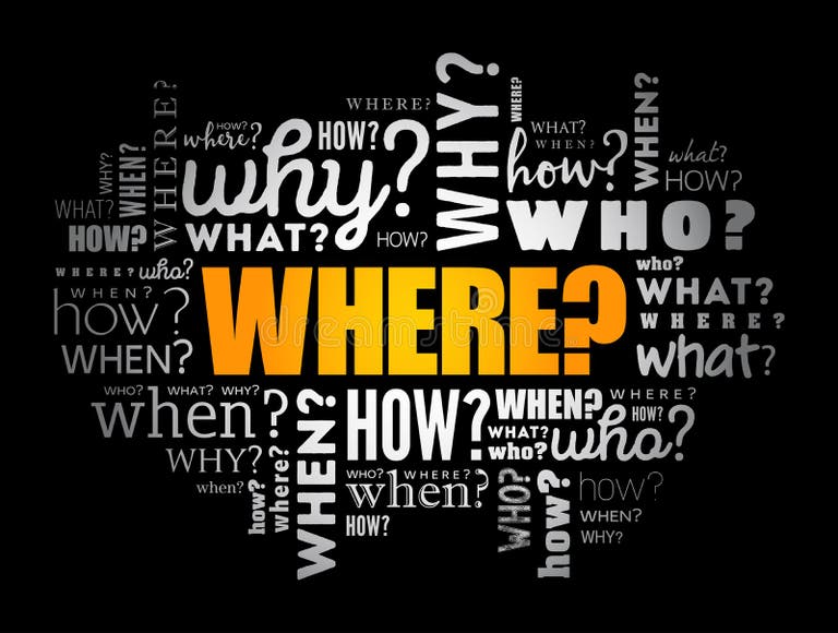 WHERE? - Word Cloud Background Stock Illustration - Illustration of ...
