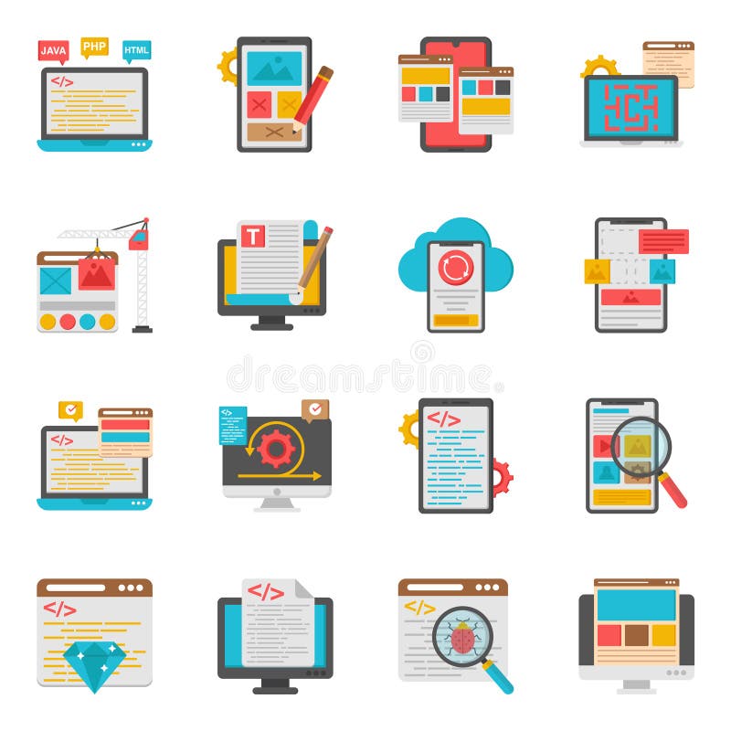 Set of Web and Development Flat Icons Stock Vector - Illustration of cartoon, number: 354364997