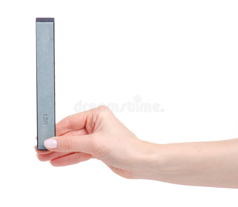 Whetstone knife in hand stock image. Image of metal - 138724711