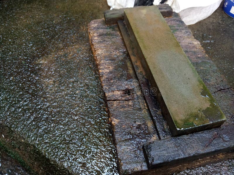 This Whetstone is Very Useful for Sharpening Knives. Stock Photo ...