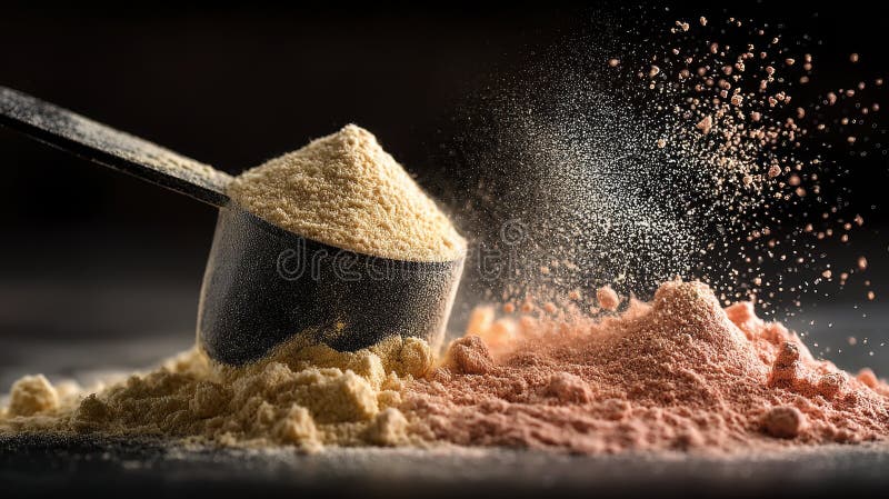 Whey Protein Powder and Black Background Stock Photo - Image of copy ...