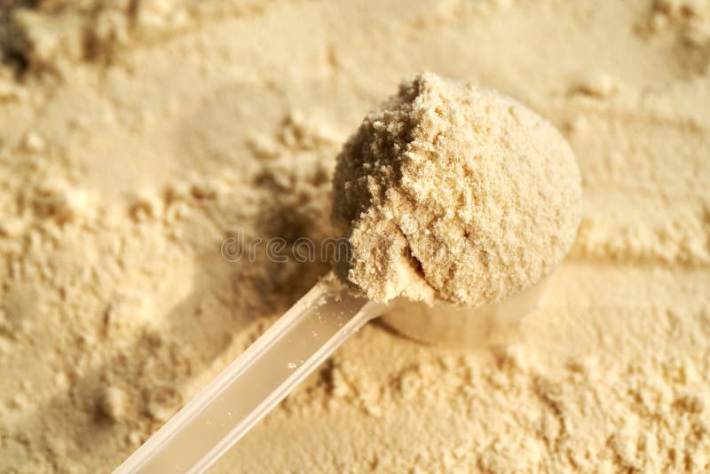 Whey Protein Powder in a Measuring Cup Stock Image - Image of ...