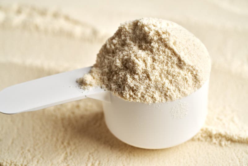 Whey Protein Powder in a Measuring Spoon Stock Image - Image of power ...