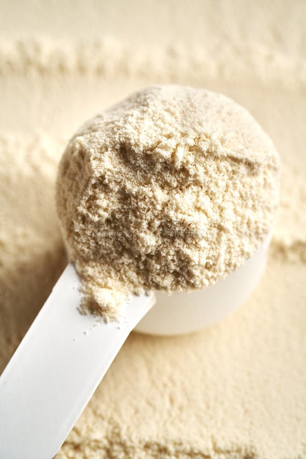 Whey Protein Powder in a Plastic Measuring Cup Stock Photo - Image of ...
