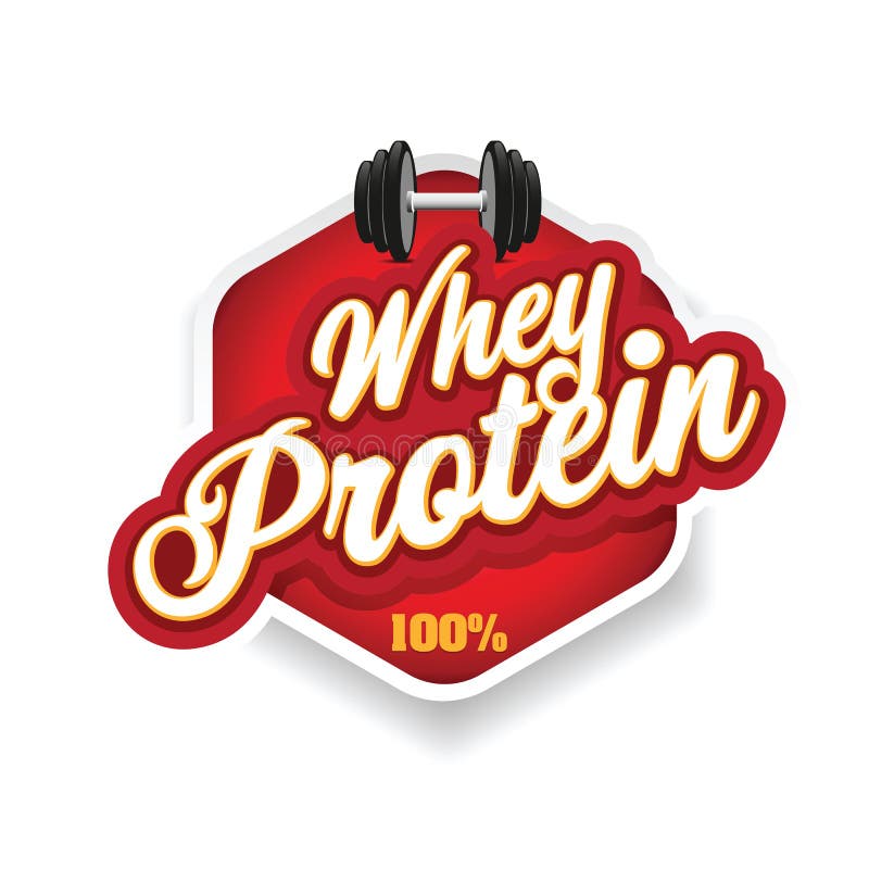 Whey Protein Sign Red Label Stock Vector - Illustration of powder ...