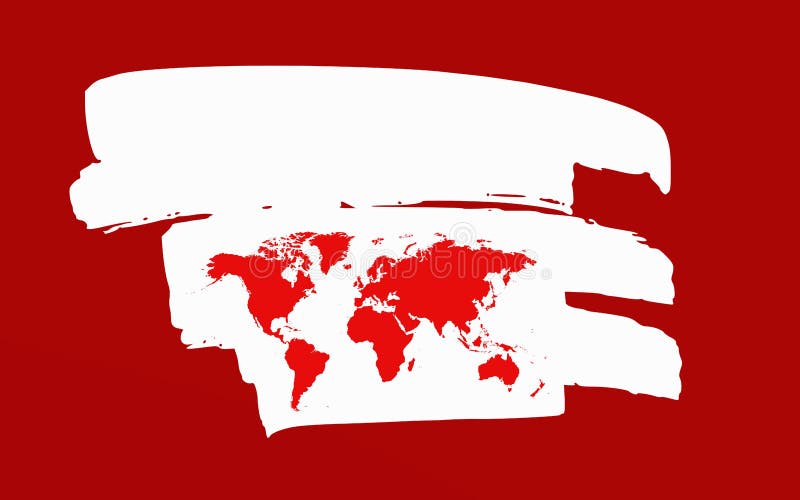 Whhite Strokes of Red World Map Over Red Background. Stock Illustration ...