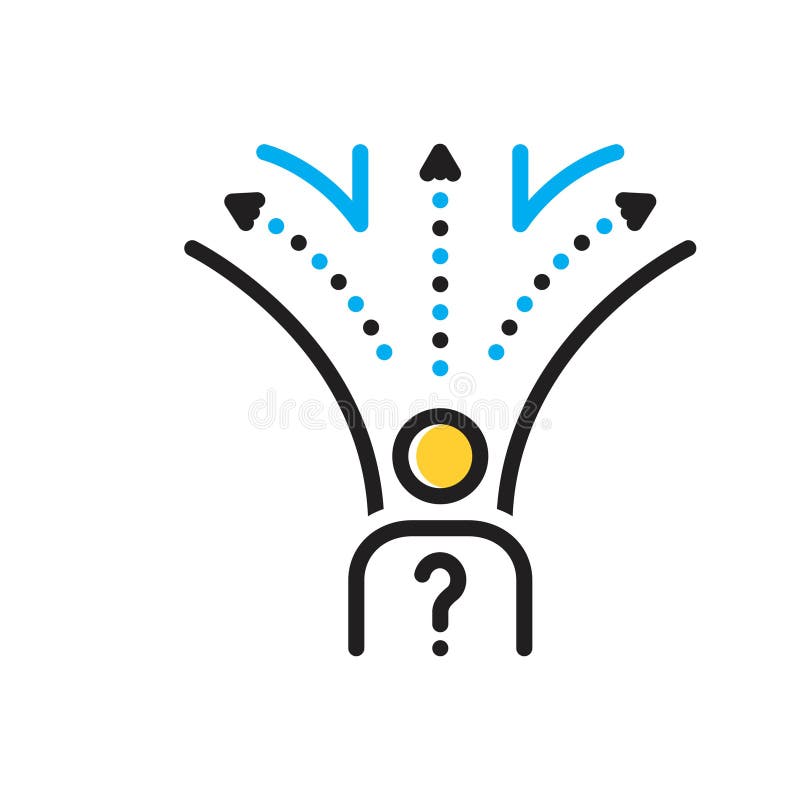 Multi Color Icon for Which, Opportunity and Arrow Stock Illustration ...