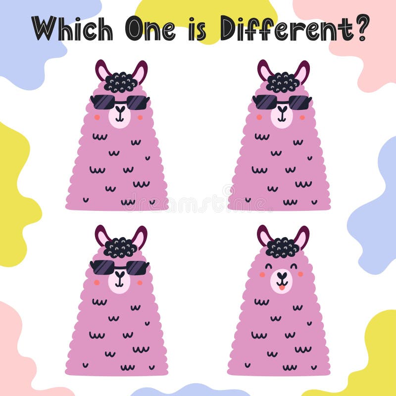 Which One is Different. Activity Page for Kids with Funny Llama Stock ...