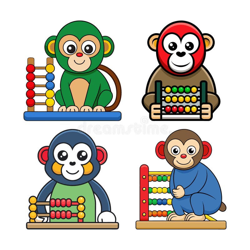 M Monkey Color Cartoon and Alphabet for Children To Learning Vector ...