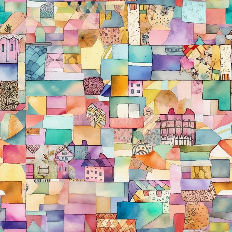 Whimsical Abstract Geometric Seamles Pattern with Multicolored Objects ...