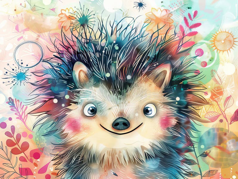 Whimsical Abstract Hedgehog Stock Illustration - Illustration of grunge ...