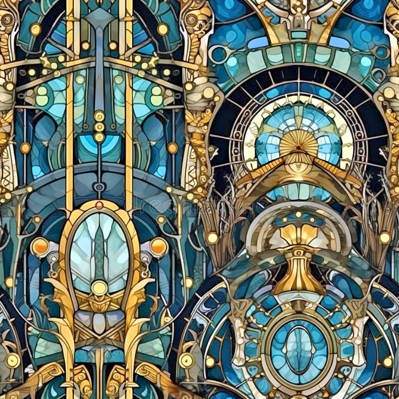 Whimsical Abstract Seamless Pattern with Stained Glass Mosaic Window ...