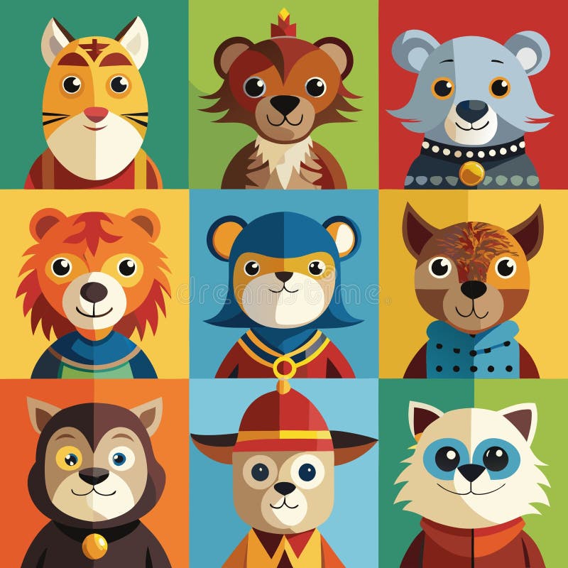 Whimsical Animal Head Avatars for Kids Apps and Learning Platforms. Ai ...