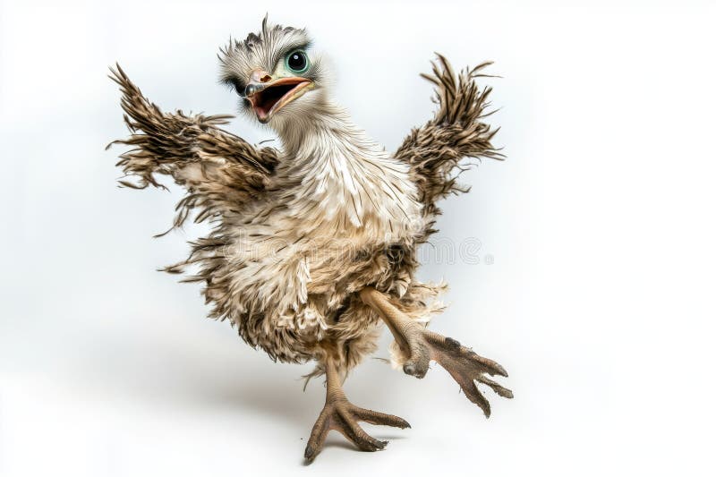 Whimsical Animated Chick Dancing with Fluffy Feathers and Large Eyes ...