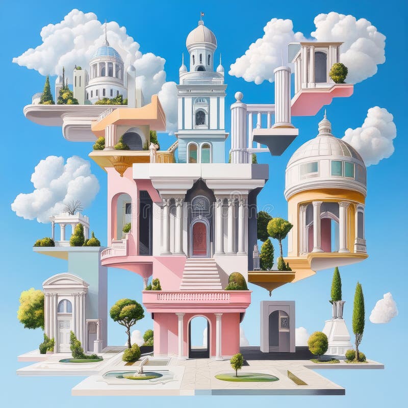 A Whimsical Architectural Landscape Featuring Diverse Structures ...