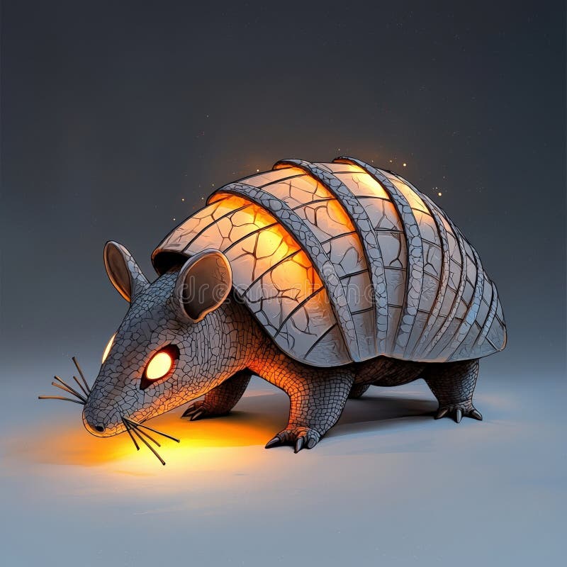 Whimsical Armadillo Creature with Glowing Shell and Artistic Texture in ...