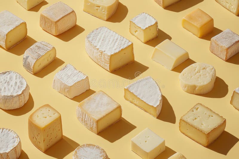 Playful Harmony of Artistic Cheese Shapes in Soft Pastel Hues Evoking ...