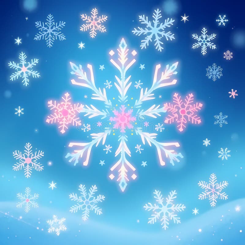 A Whimsical Array of Snowflakes, in Various Shapes and Sizes, Glowing ...