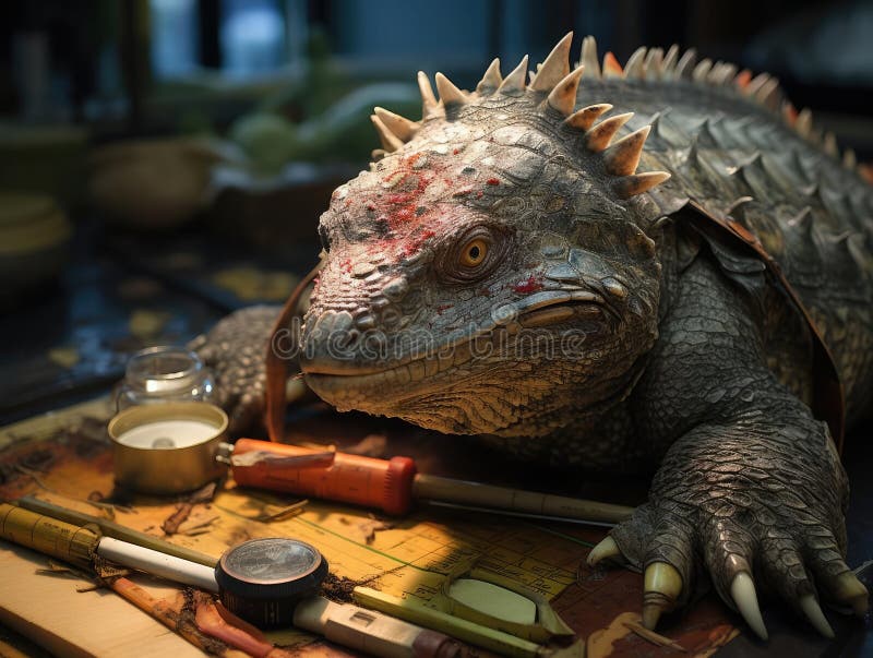 Dolphin Oceanographer with Map and Compass Stock Illustration ...