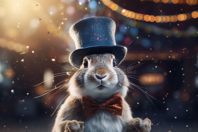 Whimsical Artwork of a Rabbit in a Top Hat Stock Illustration ...