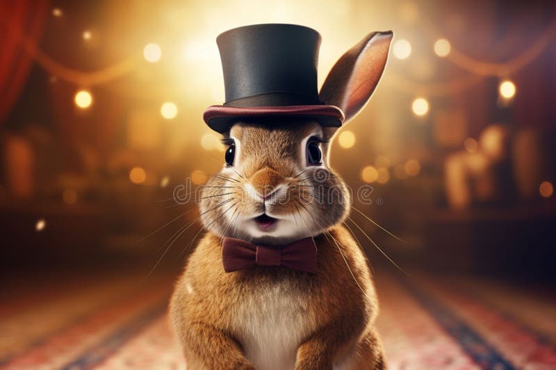 Whimsical Artwork of a Rabbit in a Top Hat Stock Illustration ...