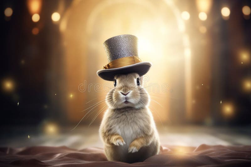 Whimsical Artwork of a Rabbit in a Top Hat Stock Illustration ...