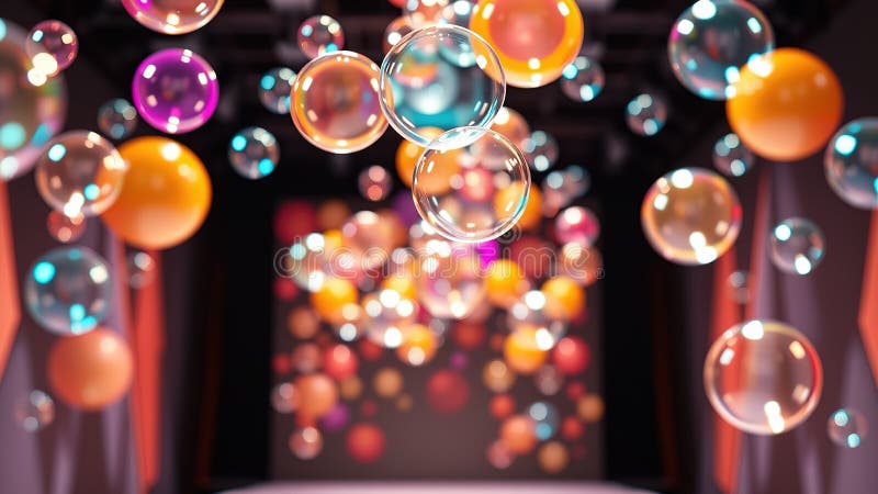 A Whimsical Ascent 3D Animated Cartoon Bubbles Dancing in a Burst of Bright Colors Stock ...