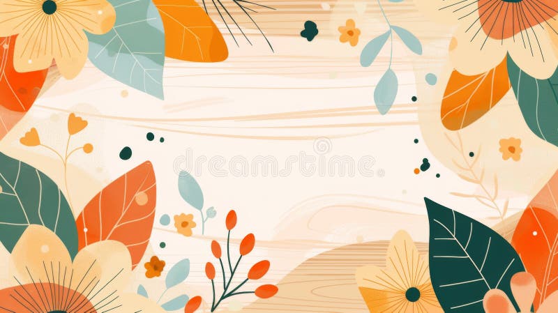 Whimsical Autumn Floral Frame with Space for Text. Stock Image - Image ...