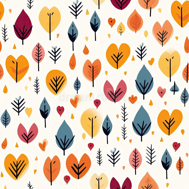 Whimsical Autumn Foliage Patterns with Playful Shapes and Romantic ...
