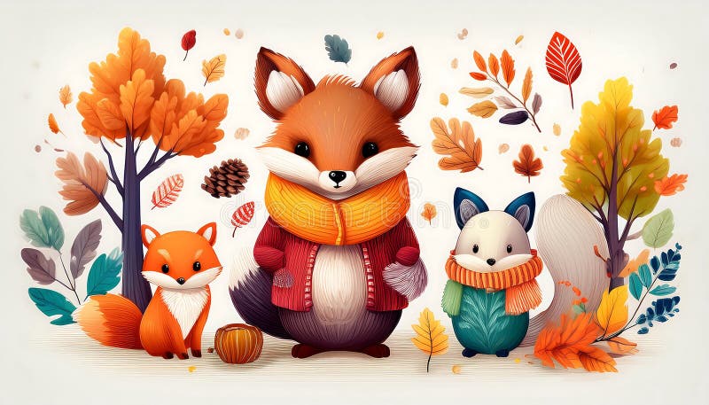 Whimsical Autumn Forest Animals in Fall - Featuring Forest Animals Like ...