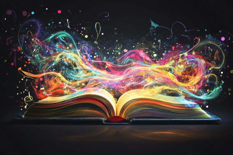 A Whimsical Background Featuring an Open Book with Colorful Doodles and ...