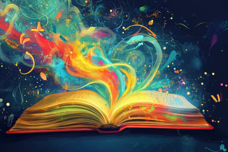 A Whimsical Background Featuring an Open Book with Colorful Doodles and ...
