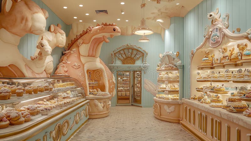 A Whimsical Bakery with Pastries Shaped Like Animals and Magical ...