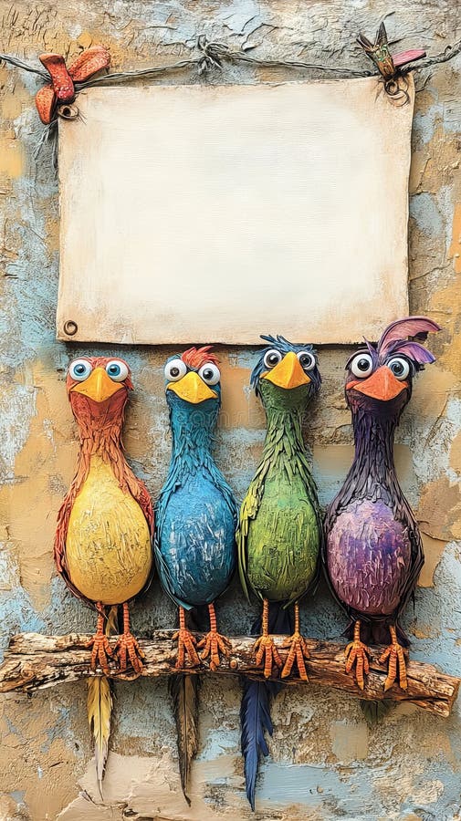 Whimsical Bird Banner Graphics Stock Illustration - Illustration of ...