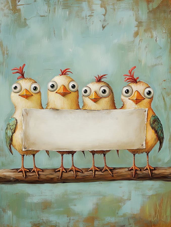 Whimsical Bird Banner Graphics Stock Illustration - Illustration of ...