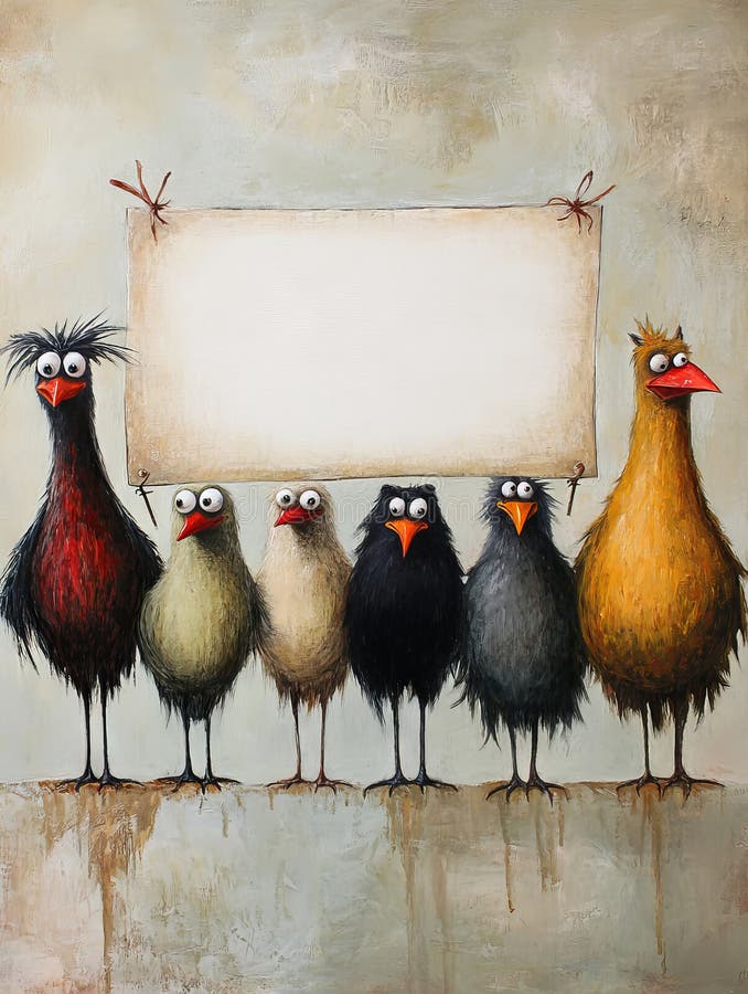 Whimsical Bird Banner Graphics Stock Illustration - Illustration of ...