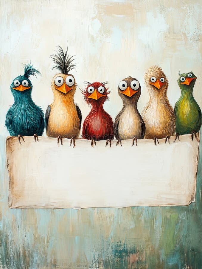 Whimsical Bird Banner Graphics Stock Illustration - Illustration of ...