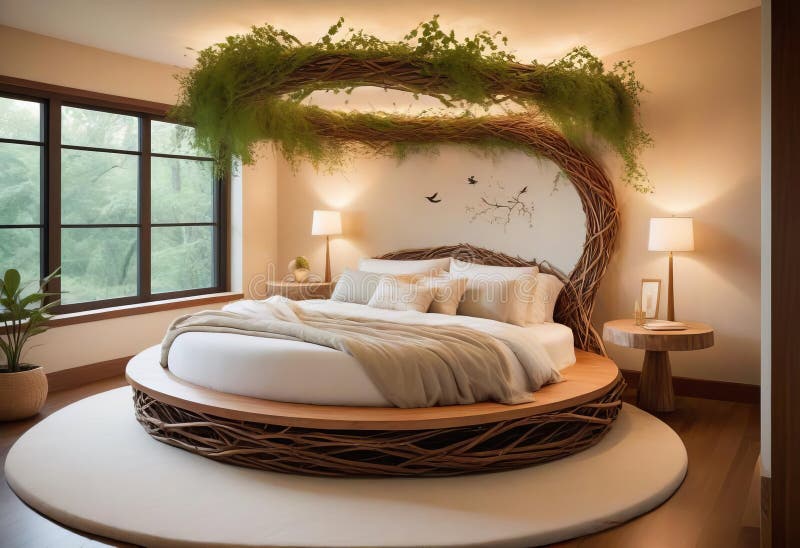 Whimsical Bird S Nest-inspired Bed Design Stock Illustration ...