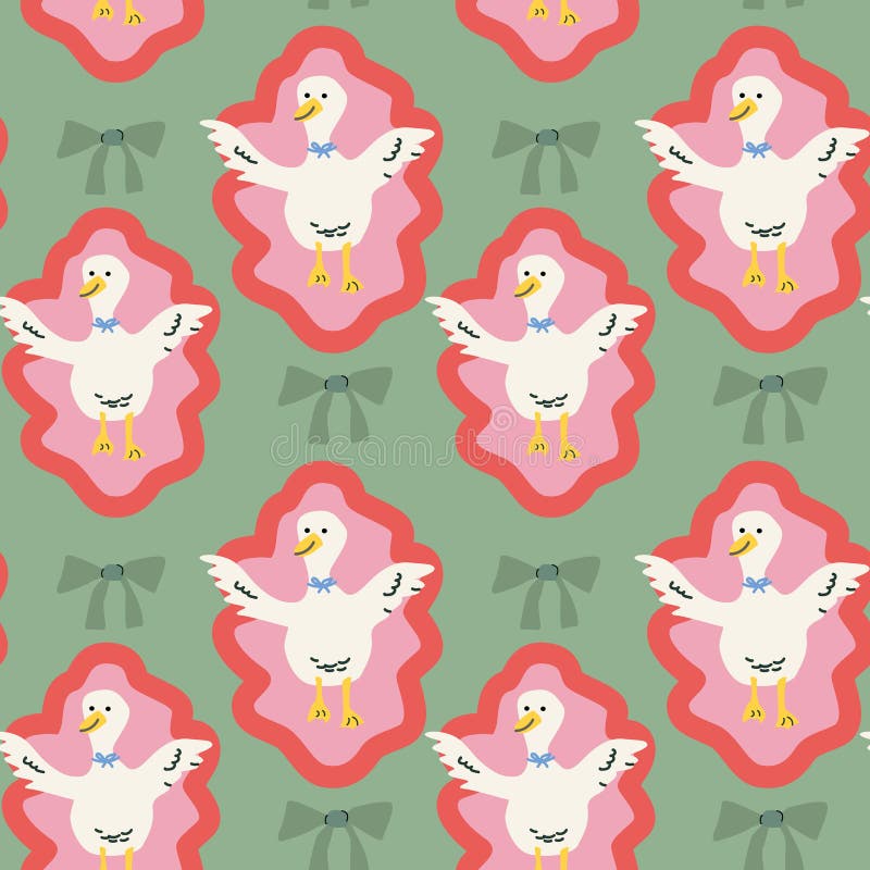 Whimsical Birds and Bows Pattern for Cottage Decor Design Stock ...