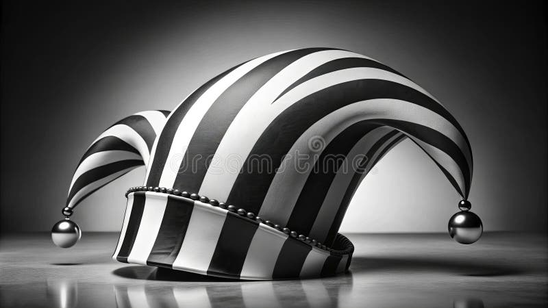 Whimsical Black and White Jester Hat Design Element a Panoramic ...