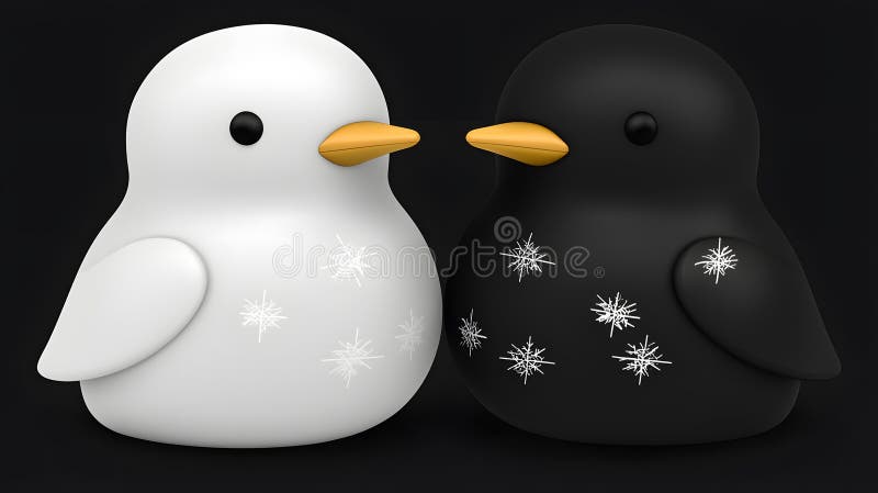 Whimsical Black and White Snowflake Ducks Stock Illustration ...