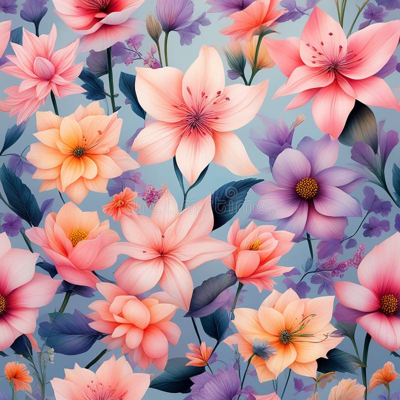 Whimsical Blooms: Pastel Flower Spring Background Stock Photo - Image ...