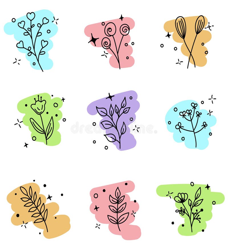 Whimsical Blooms: Set of Hand-Drawn Flower Doodle Illustrations for ...
