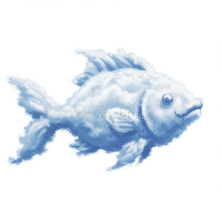 Whimsical Blue Cloud Fish Illustration Stock Illustration ...