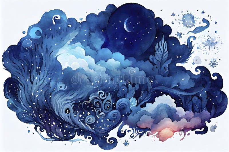 Whimsical Blue Cosmic Clouds for Your Next Design Project. Stock ...